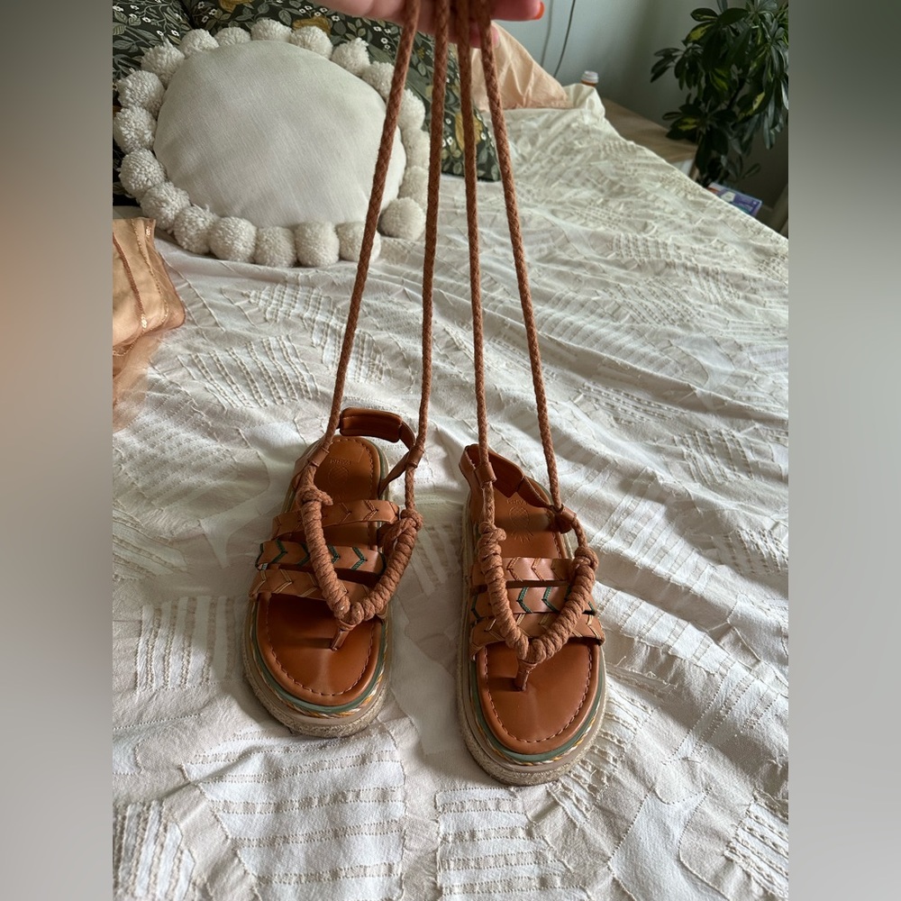 Farm Rio Rope Tie Flatform Sandals - Gem